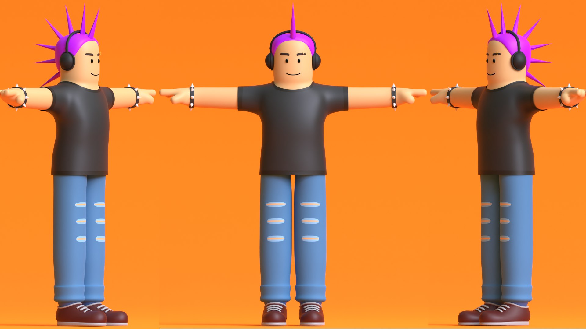 3D Minimal Punk Guy 3D Cartoon Character - TurboSquid 1795086