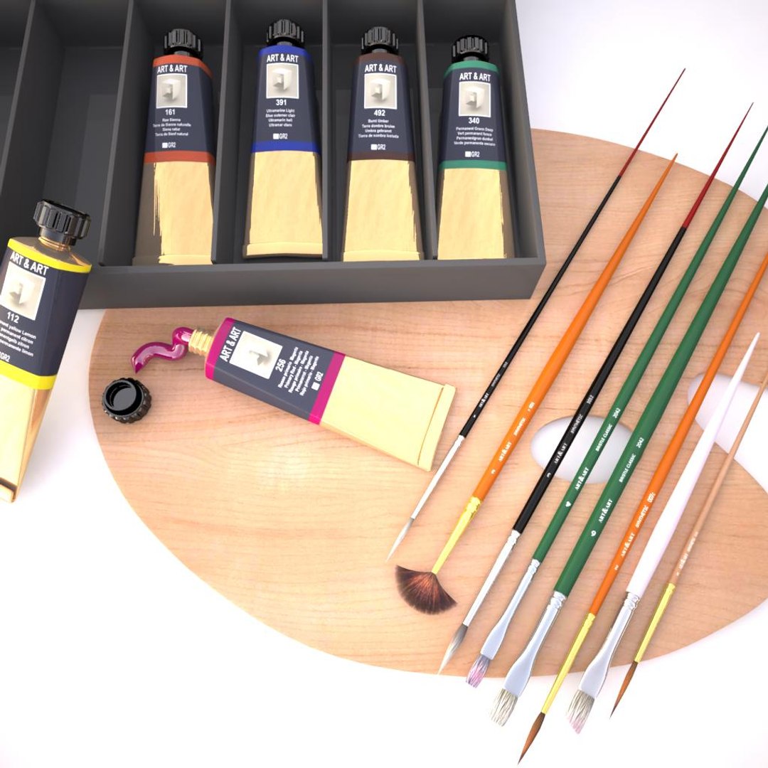 3d Model Of Artists Tools