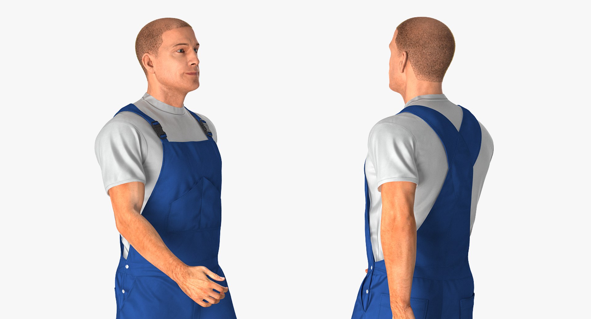 Construction Worker Blue Uniform 3d Model