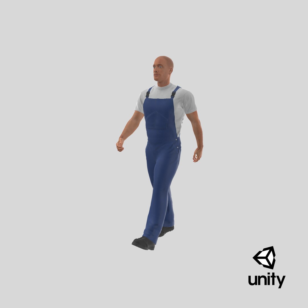 construction worker blue uniform 3d model