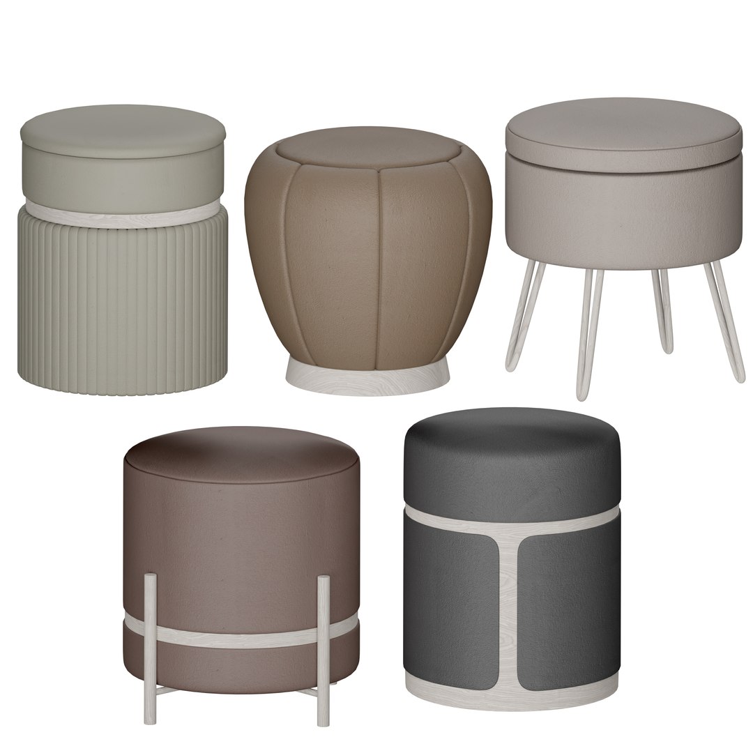 Pouf set 02 model - TurboSquid 1868523