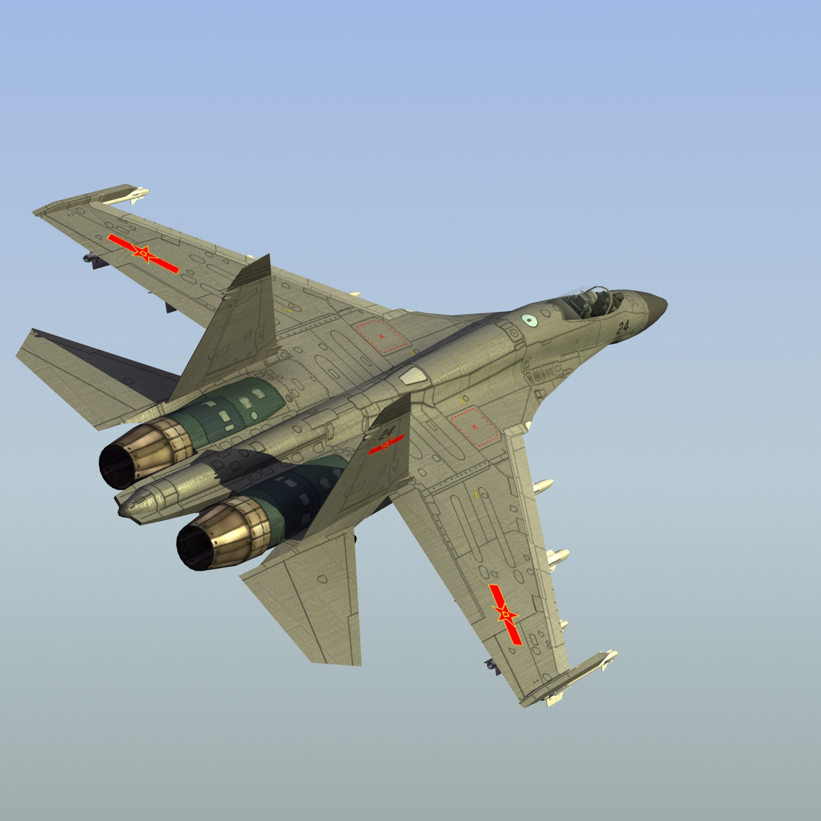 chinese tactical fighter aircraft 3d model
