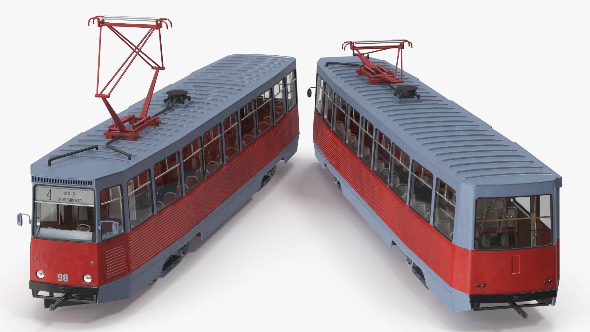 3D Retro Soviet Tram KTM-5 New Rigged for Maya model - TurboSquid 2136619