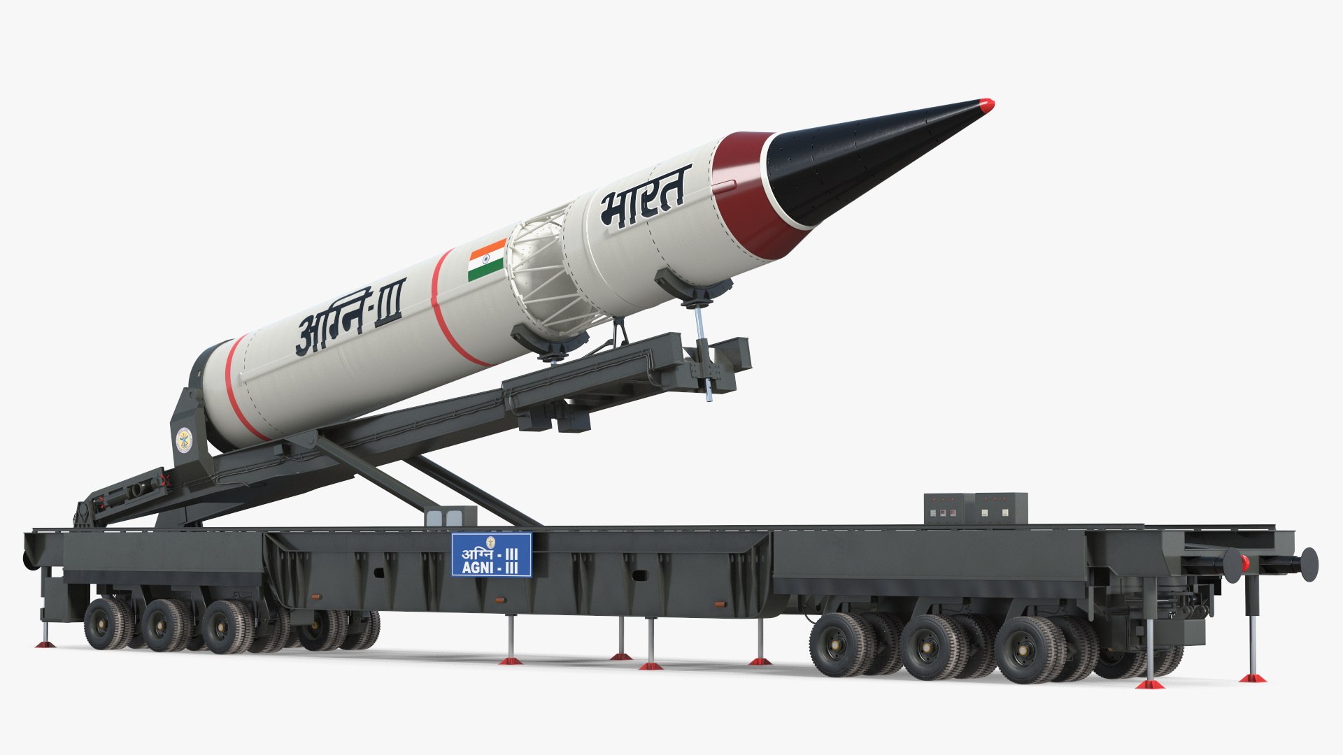 Indian Intermediate Range Ballistic Missile Agni III with Truck Rigged ...
