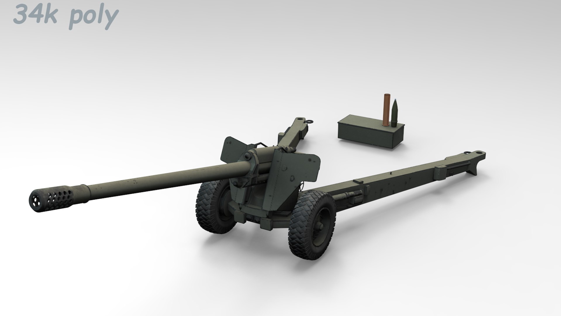 M46 130mm Field Gun 3D model - TurboSquid 2010590