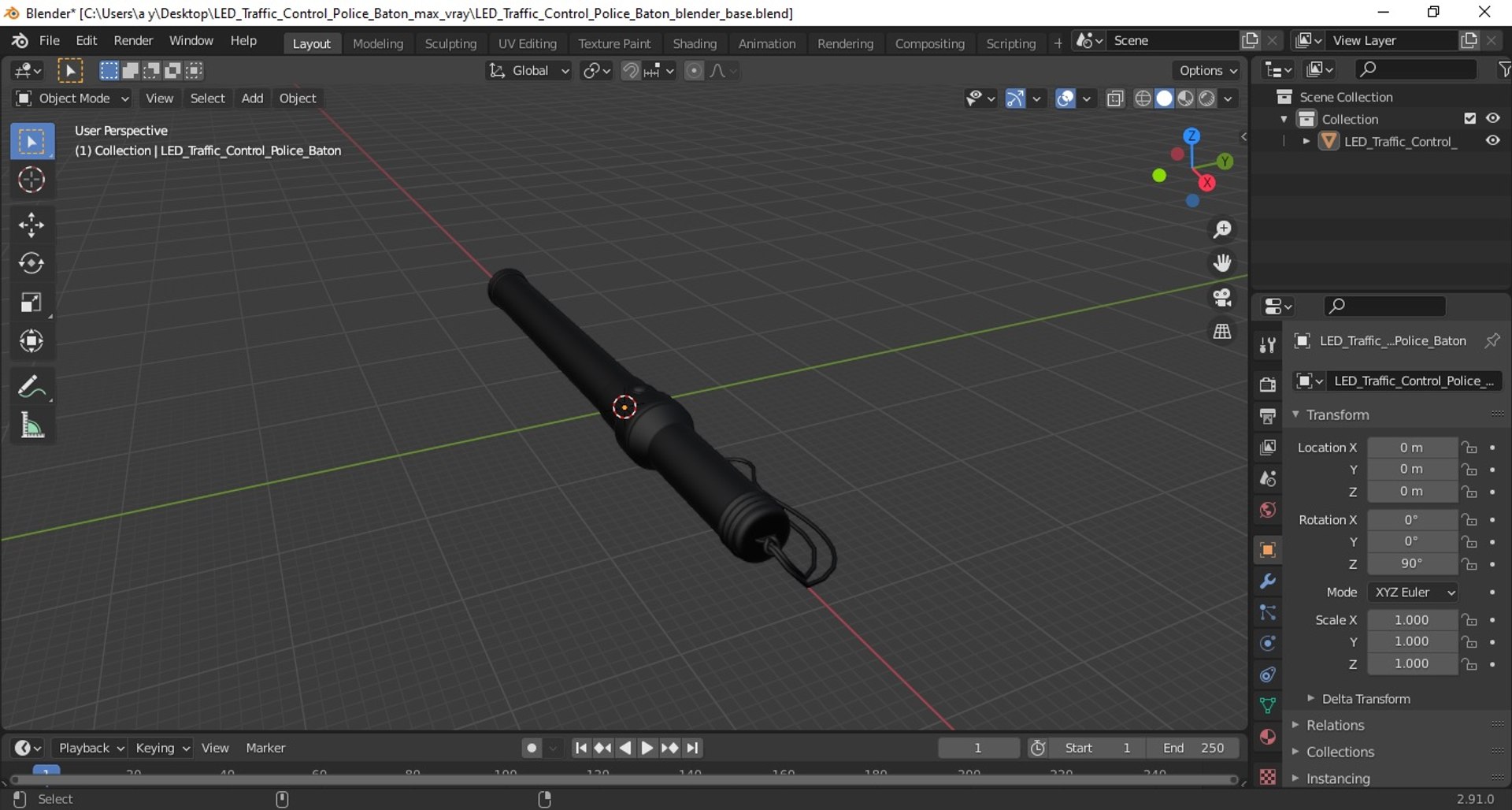 Traffic control police baton 3D model - TurboSquid 1706884
