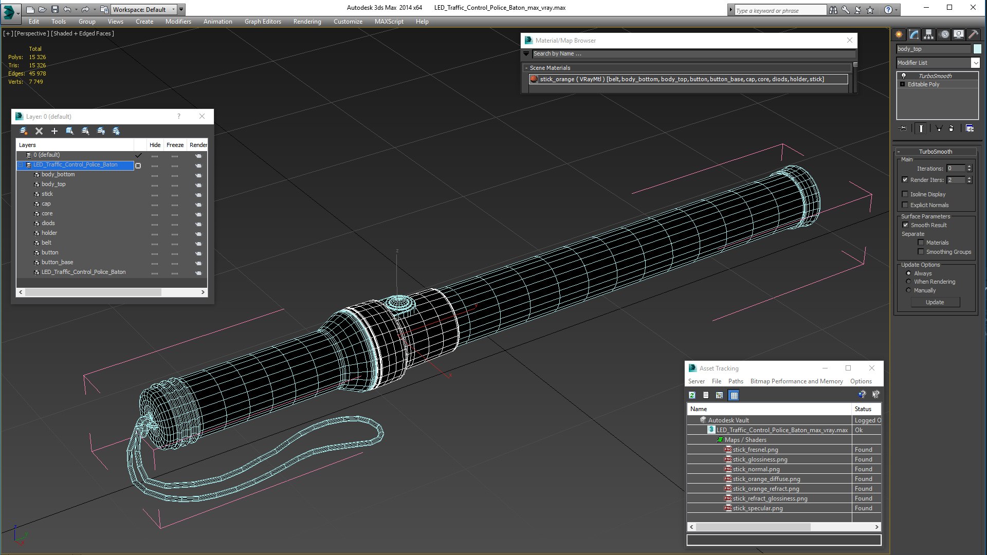 Traffic control police baton 3D model - TurboSquid 1706884
