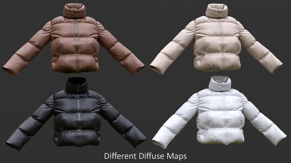 3D Womens Puffer Jacket model - TurboSquid 1814719