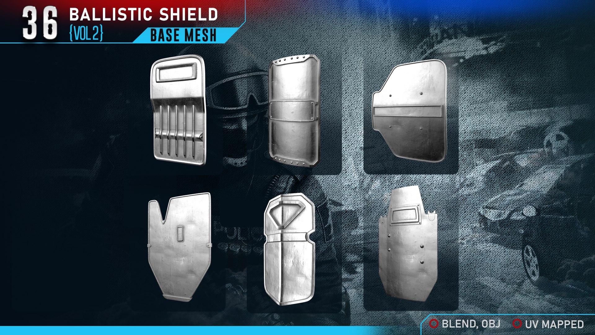 3D Model 36 BALLISTIC SHIELD BASE MESH Vol 2 - TurboSquid 1992371