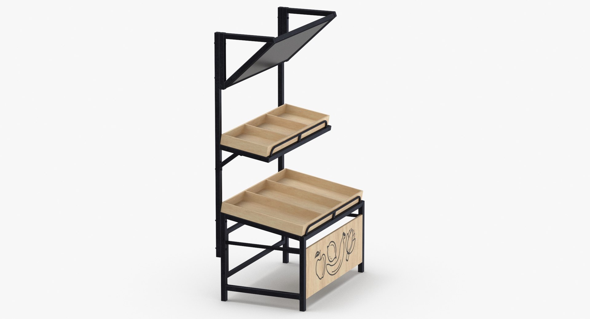 Wooden Fruit Veggies Display 3D Model - TurboSquid 1550738