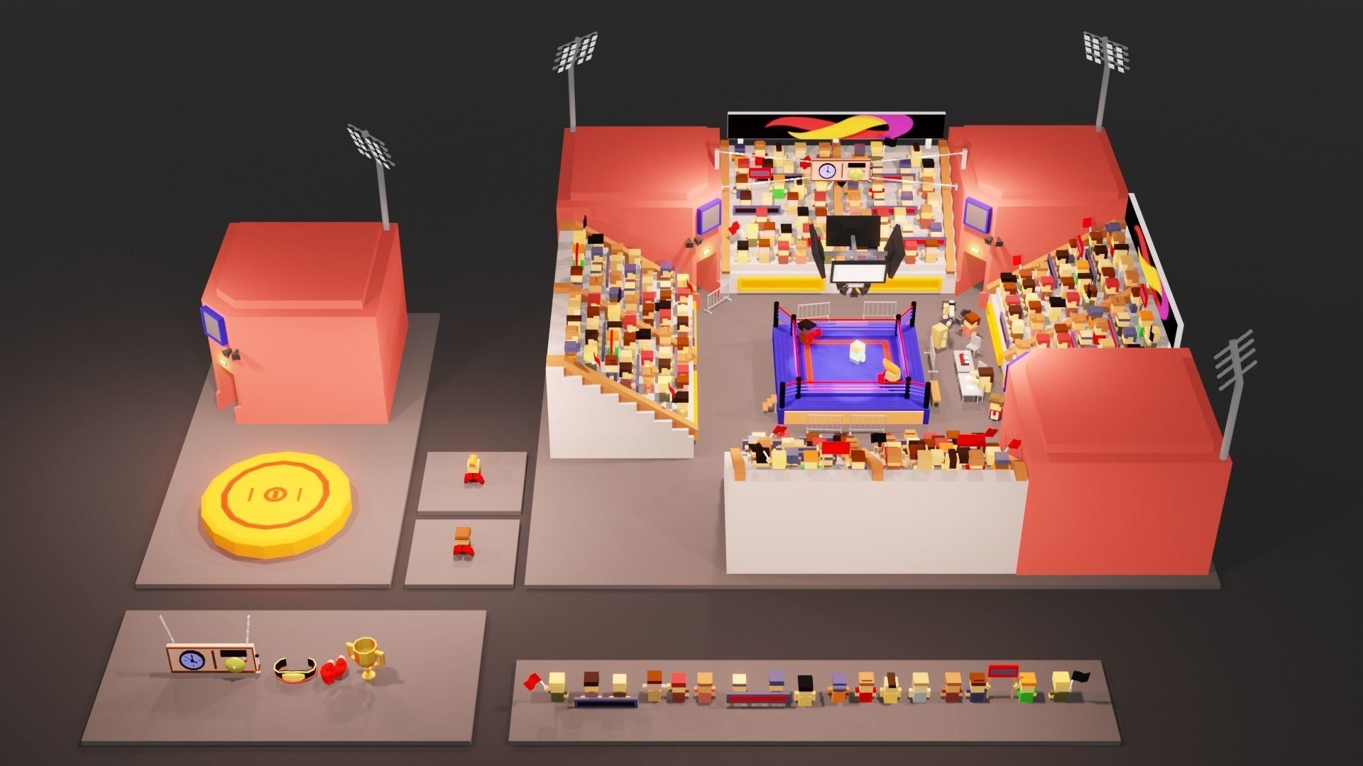 Boxing Arena Public Characters 3D Model - TurboSquid 1561925