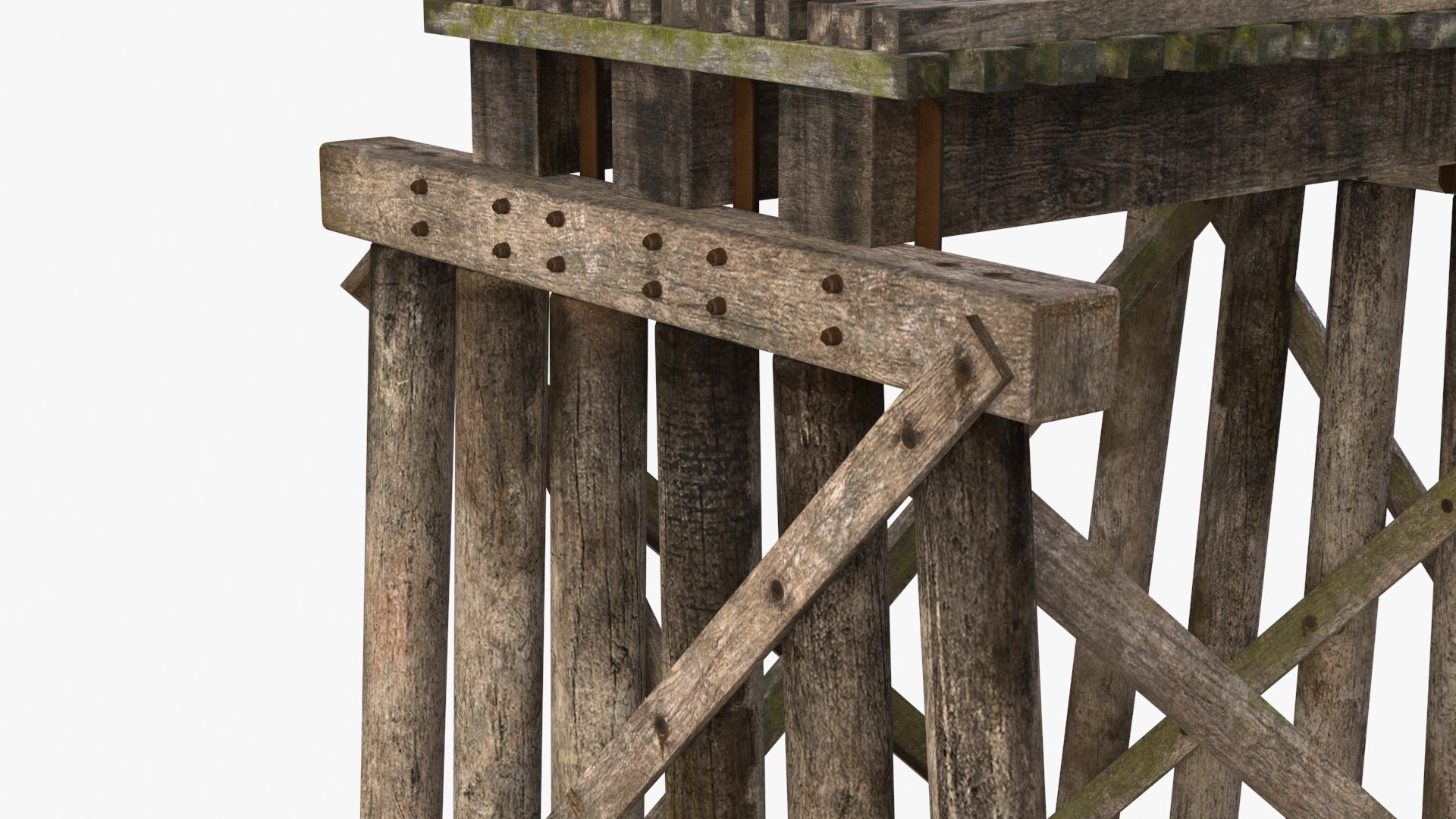 3D Wooden Trestle Bridge Structure Model - TurboSquid 2263536