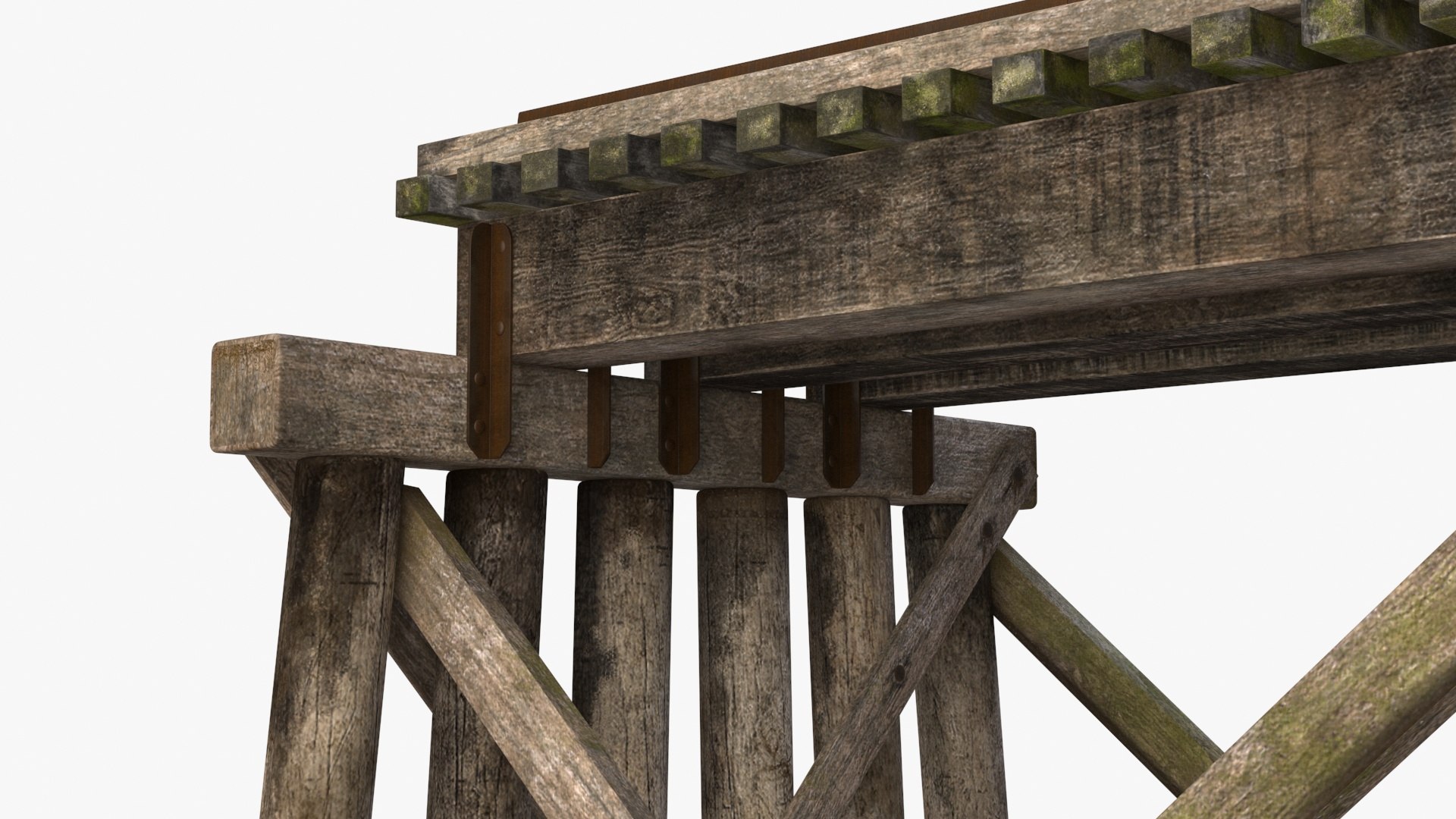 3D Wooden Trestle Bridge Structure Model - TurboSquid 2263536
