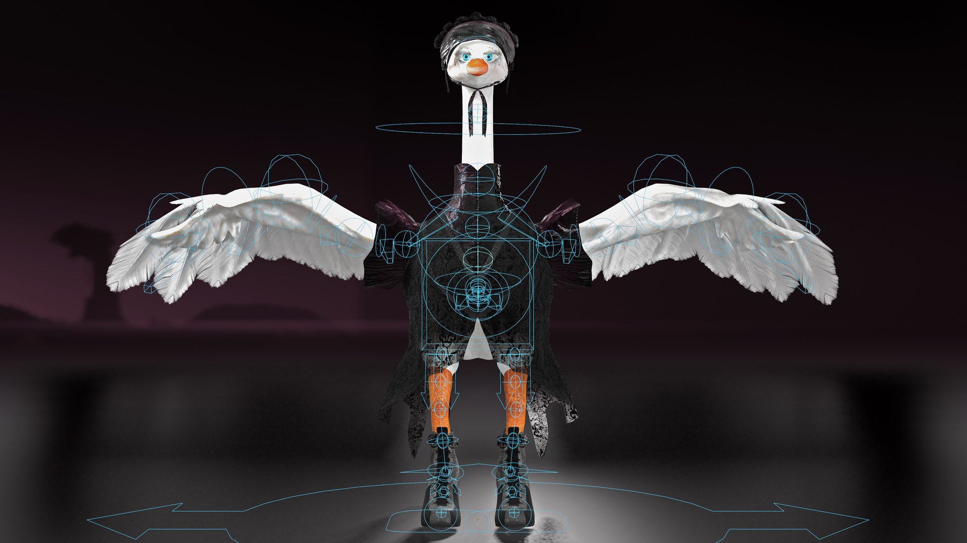 Goth Goose Character Model - TurboSquid 2315460