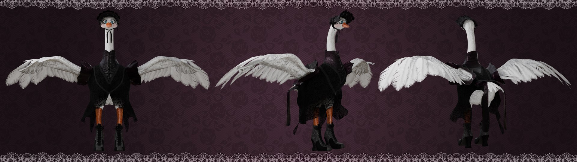 Goth Goose Character Model - TurboSquid 2315460