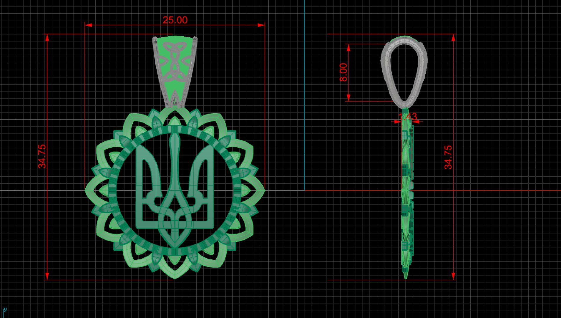 3D model Pendant with Trident Symbol of Ukraine - TurboSquid 1987088