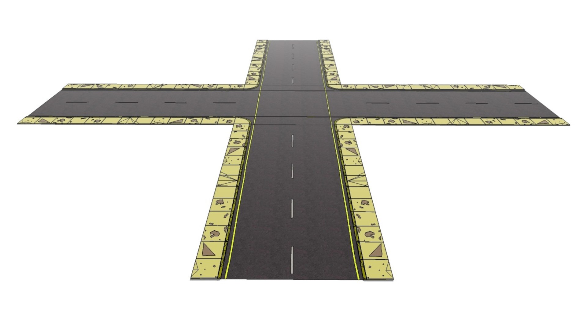 3D Cross-Roads-Low Poly 3D Model - TurboSquid 2063377