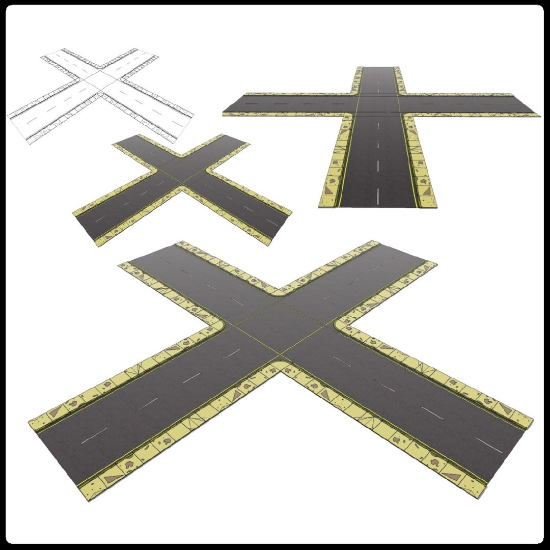 3D Cross-Roads-Low Poly 3D Model - TurboSquid 2063377