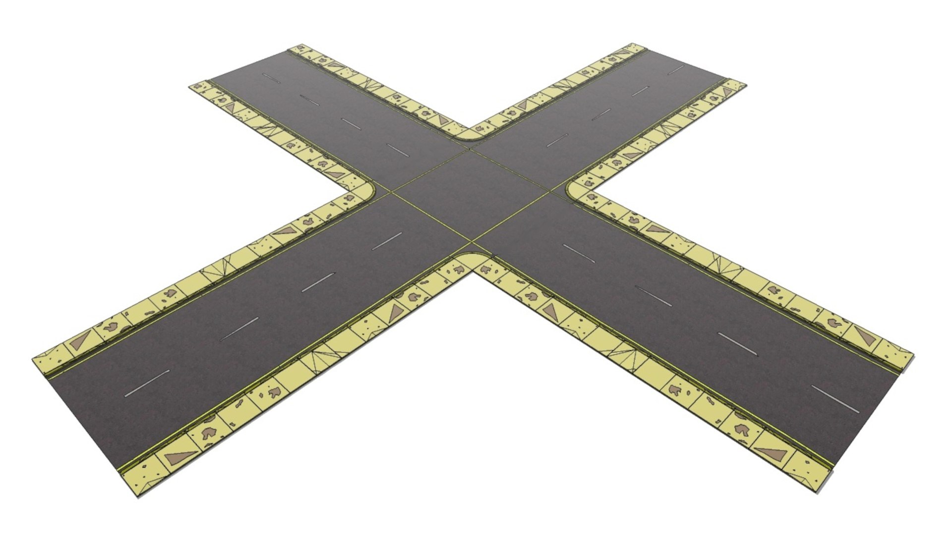 3D Cross-Roads-Low Poly 3D Model - TurboSquid 2063377