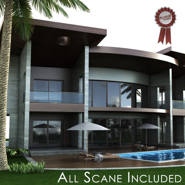 3D modern villa model - TurboSquid 1236602