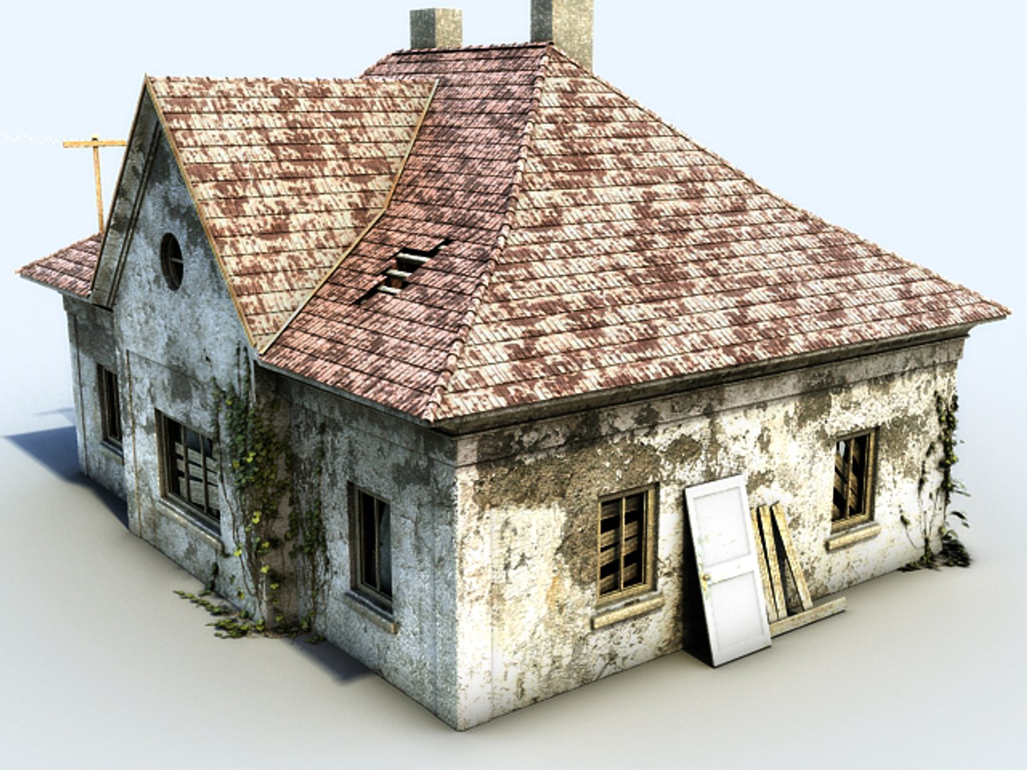 ruined house interior 3d model