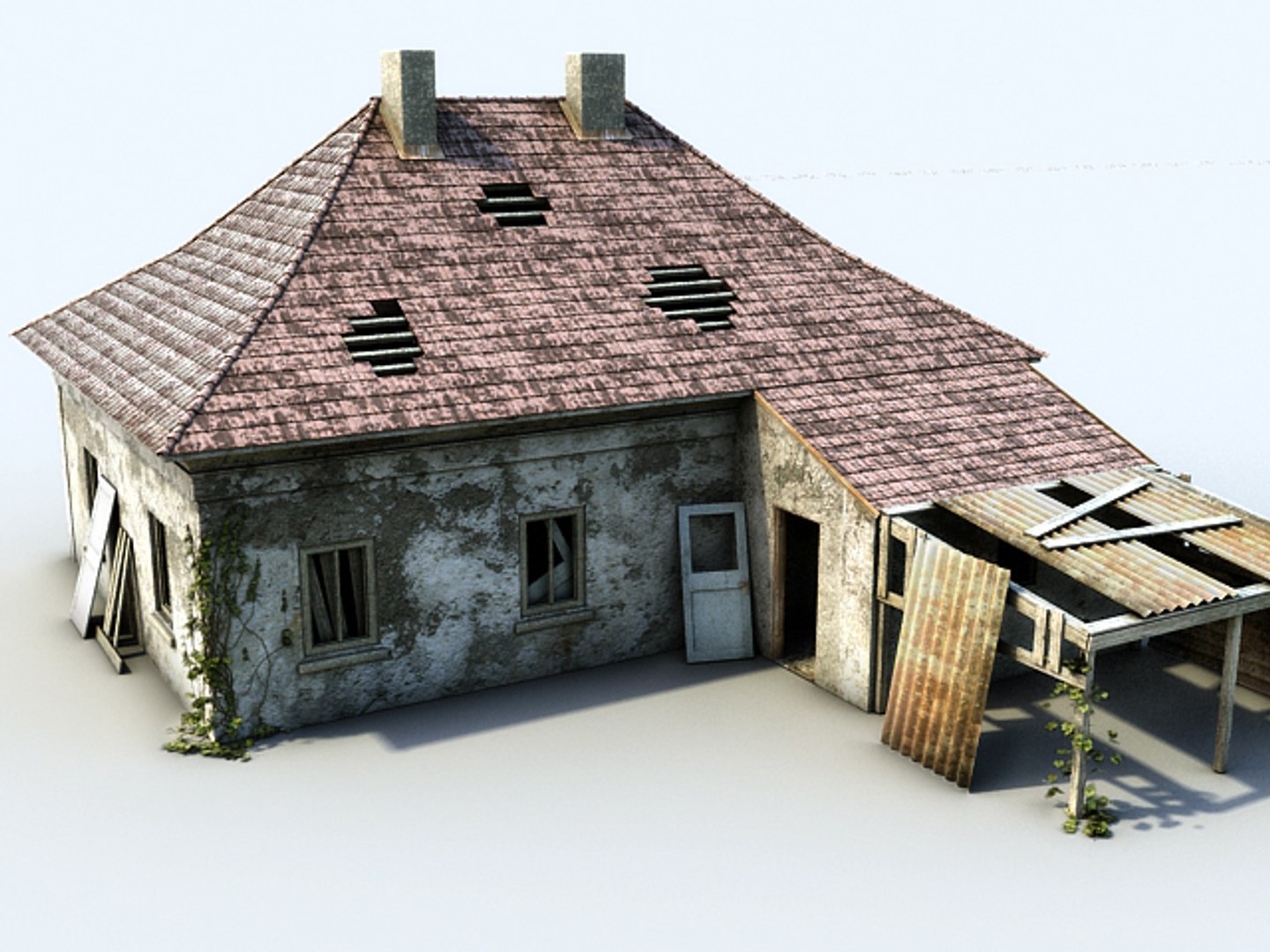 ruined house interior 3d model