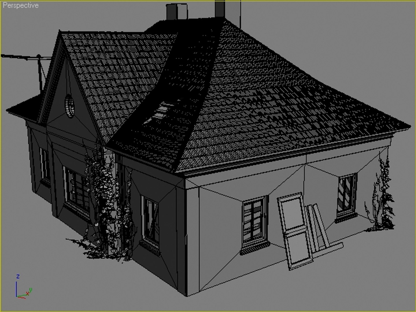 ruined house interior 3d model