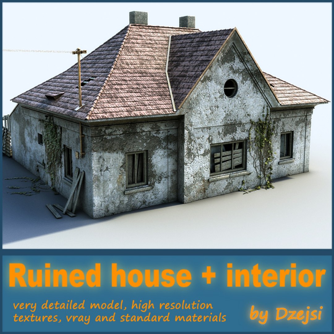 ruined house interior 3d model
