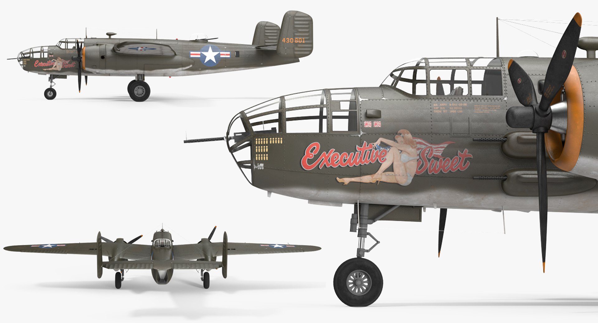 3D Mitchell Medium Bomber B-25 Model - TurboSquid 1211510