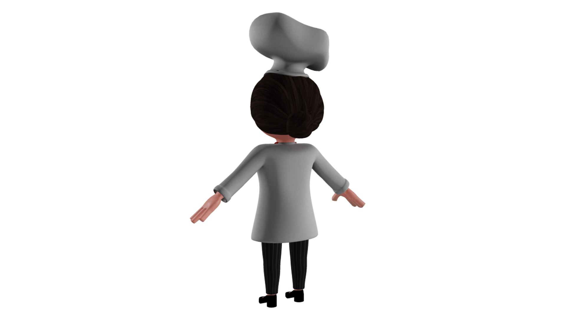 Cartoony Rigged Female Chef Obj