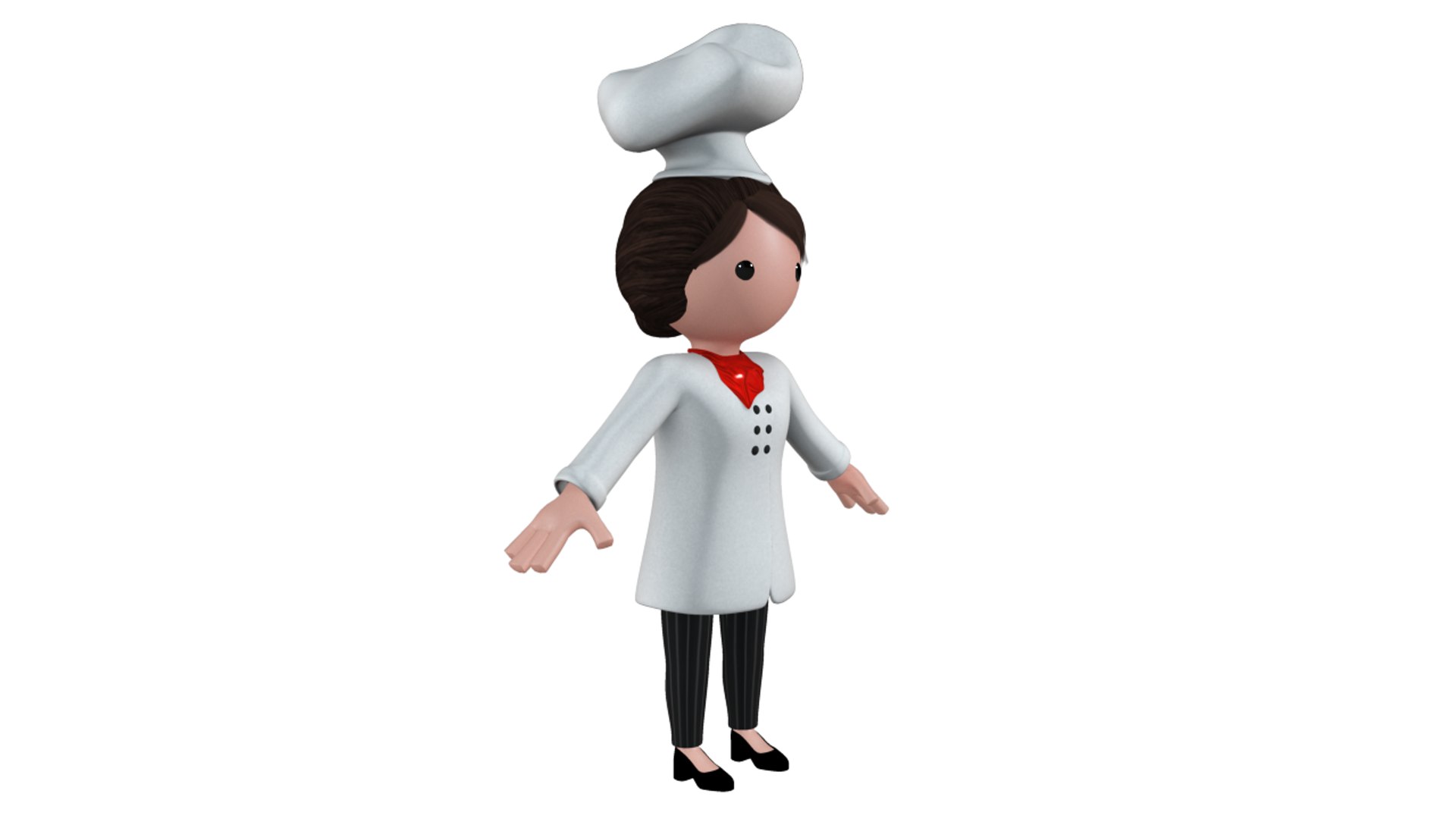 Cartoony Rigged Female Chef Obj