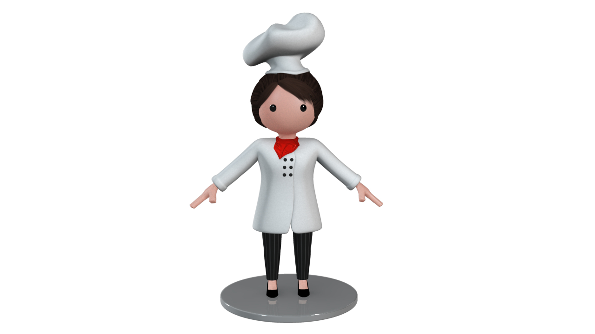 Cartoony Rigged Female Chef Obj