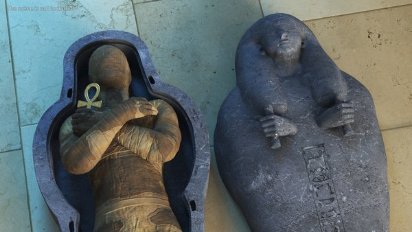modelo 3d Sarcófago y momia con Ankh - TurboSquid 2340227