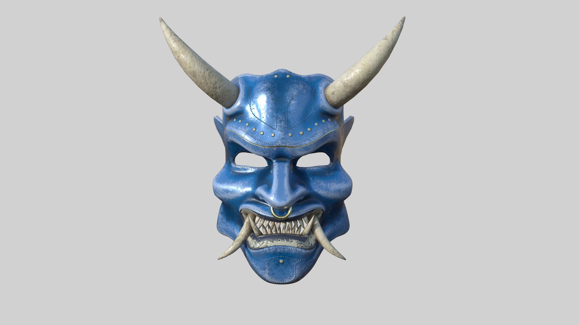 Oni Mask 03 Blue - Hannya Fantasy Character Design 3D Model ...