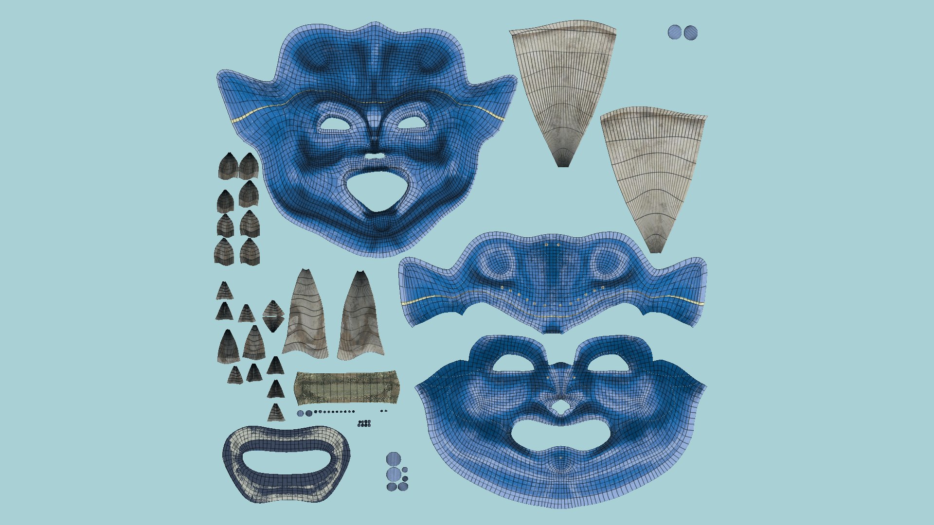 Oni Mask 03 Blue - Hannya Fantasy Character Design 3D Model ...