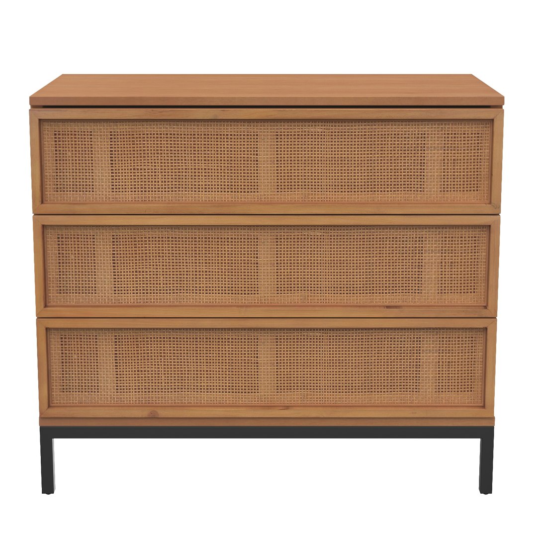 3D Zadie 3 Drawer Rattan Chest - TurboSquid 2063317