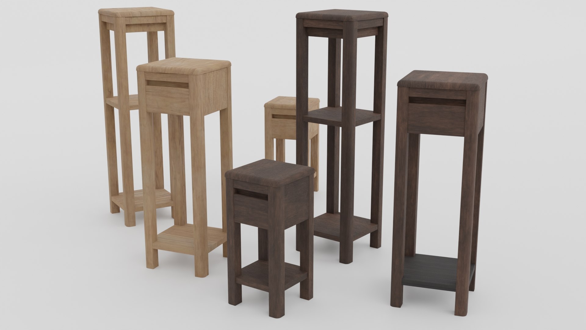 Wooden flower or plant stands model - TurboSquid 1869328