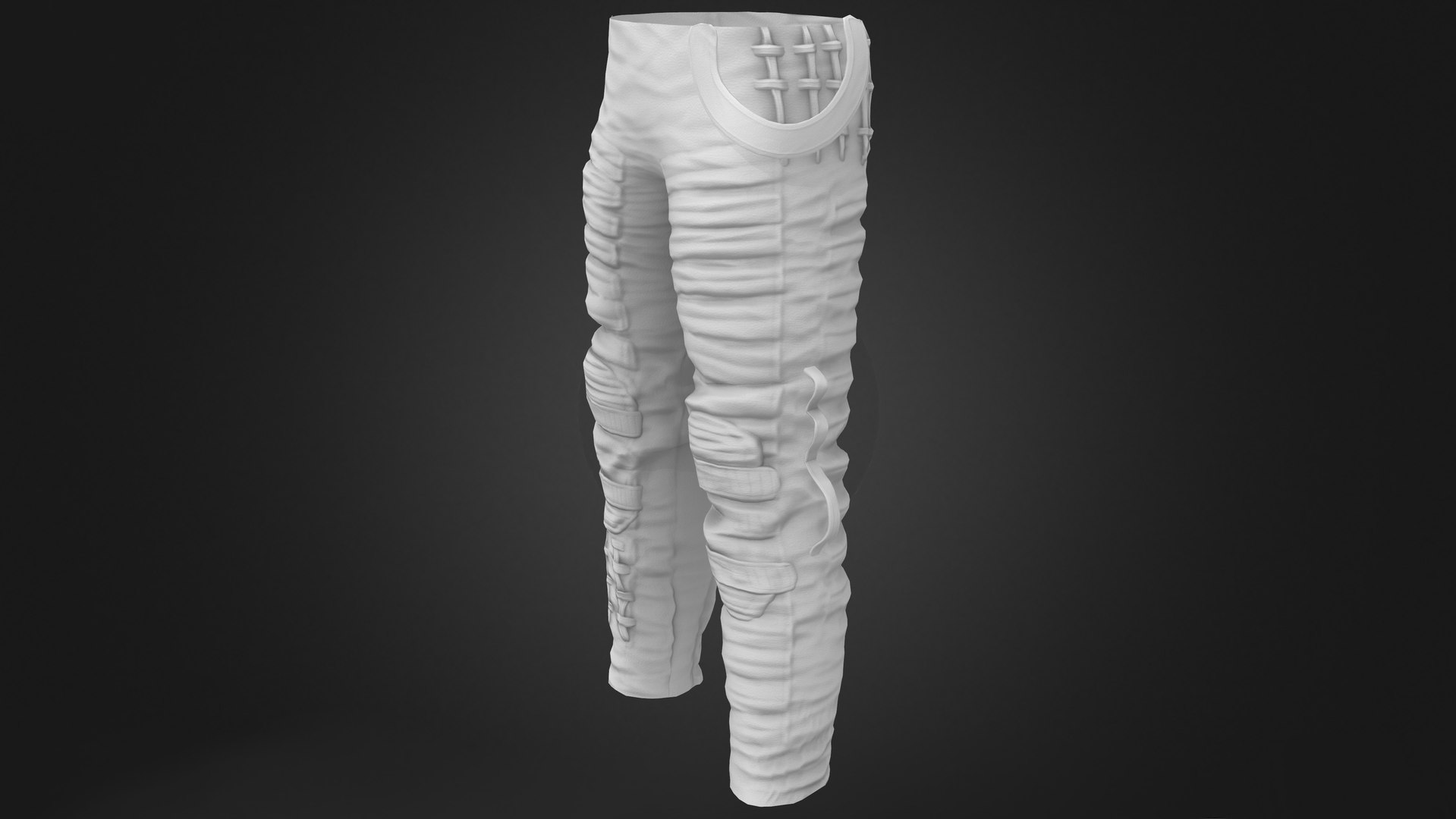 Men Padded Rebel Dystopian Pants Model - TurboSquid 2007467