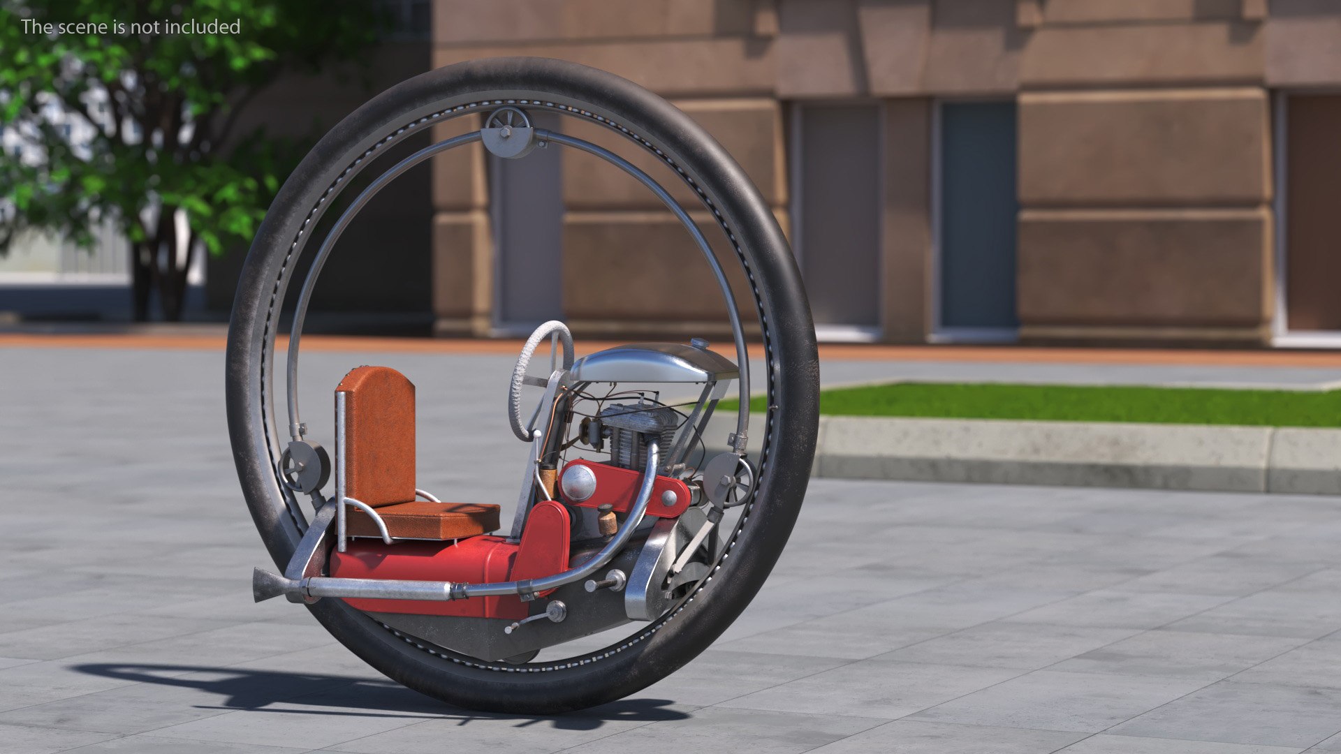 3D Retro Motorized Unicycle Red Used - TurboSquid 2320842