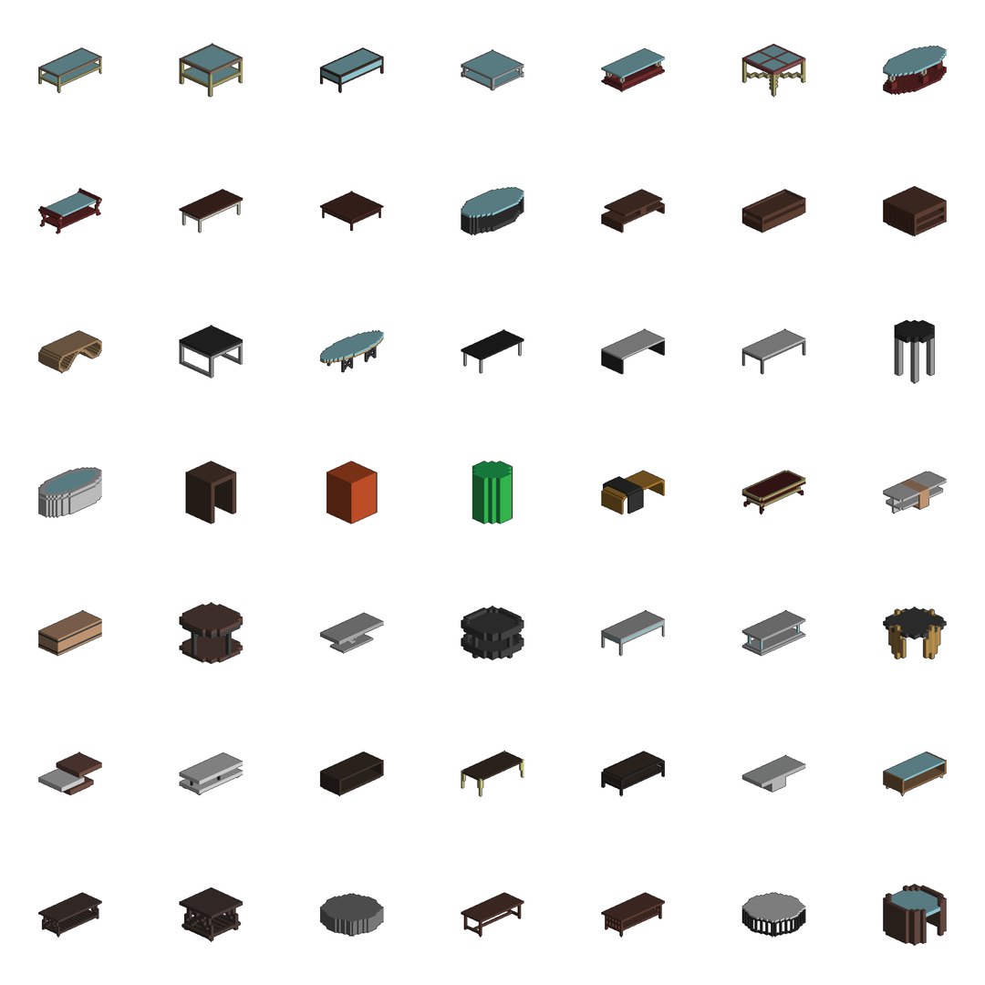 3D Pack Voxel Coffee Tables Model - TurboSquid 1614780
