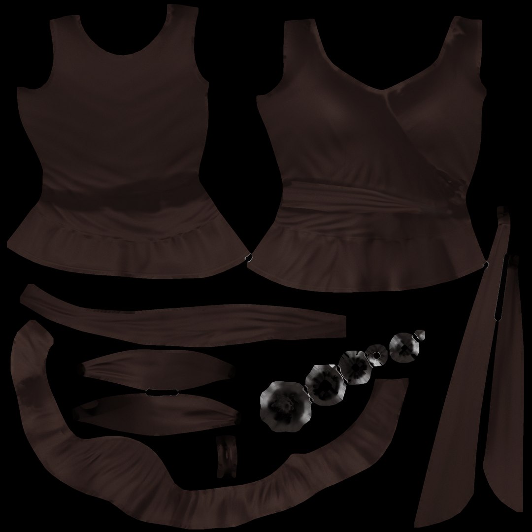 Ruffled Neck Peplum Top With Bow Belt 3D Model - TurboSquid 1756068