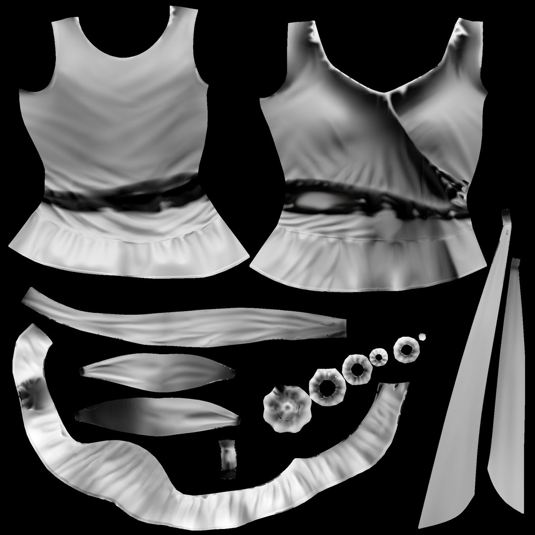 Ruffled Neck Peplum Top With Bow Belt 3D Model - TurboSquid 1756068