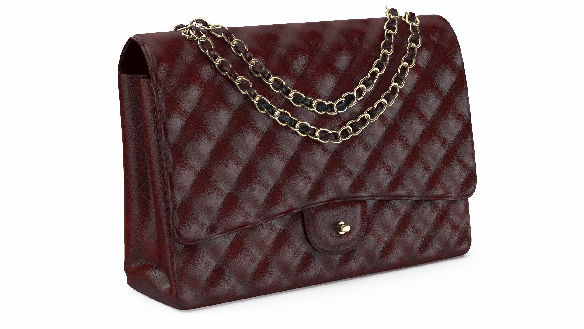 Leather Double Flap Bag Classic Red 3D model - TurboSquid 2099308