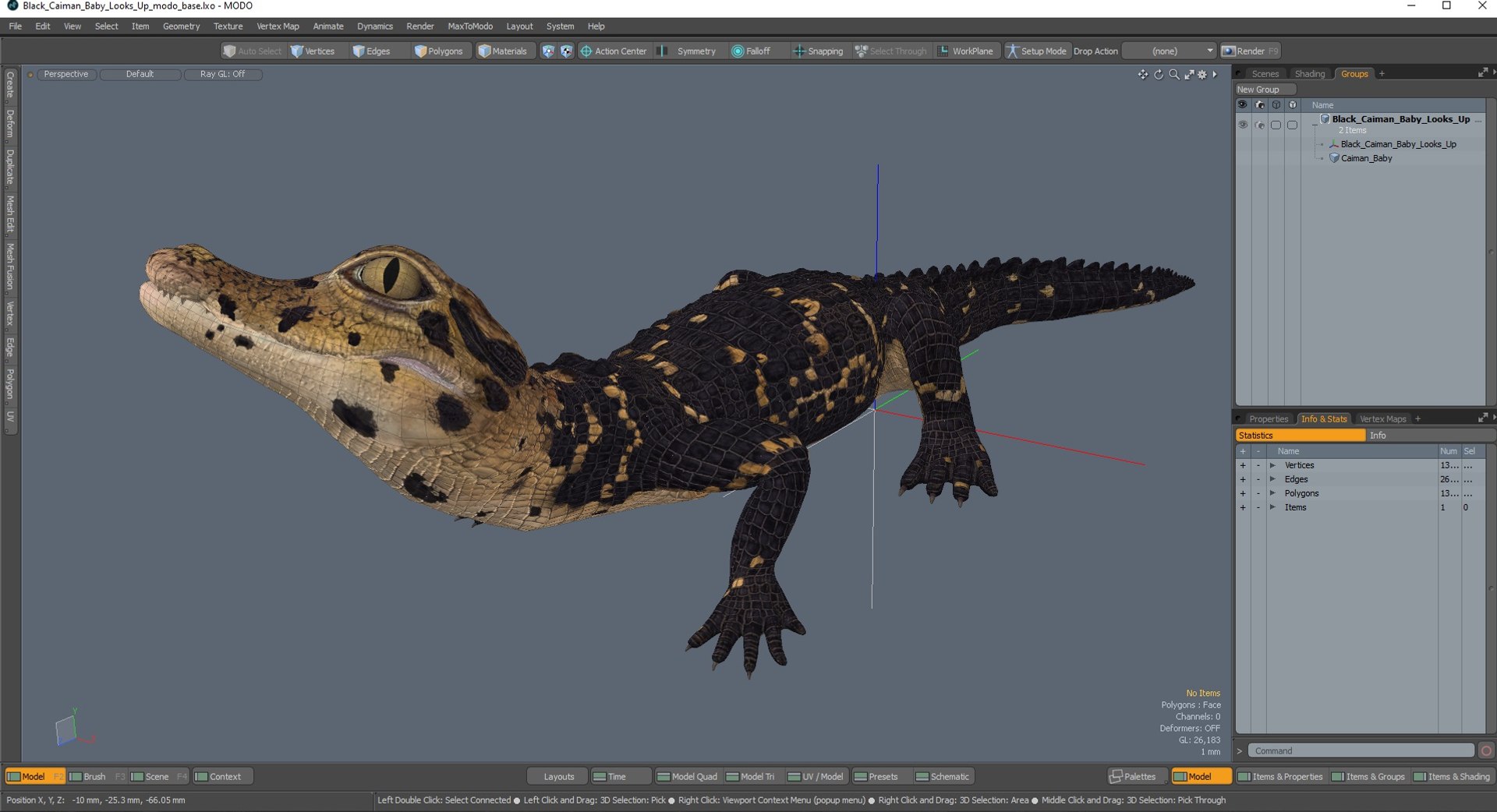 3D Black Caiman Baby Looks Up - TurboSquid 2211830