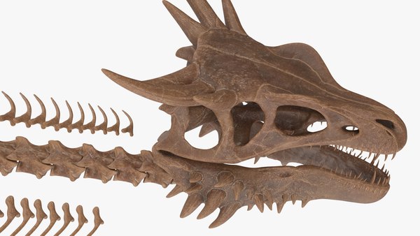 modelo 3d Esqueleto fosilizado de dragón en estado desplegado para ...