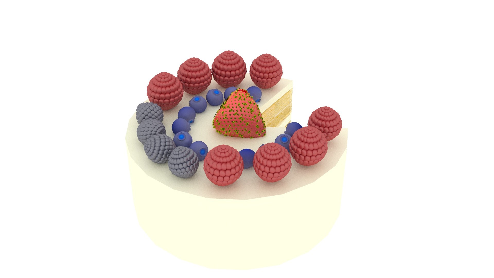 3D Cake Berries Model - TurboSquid 1632756