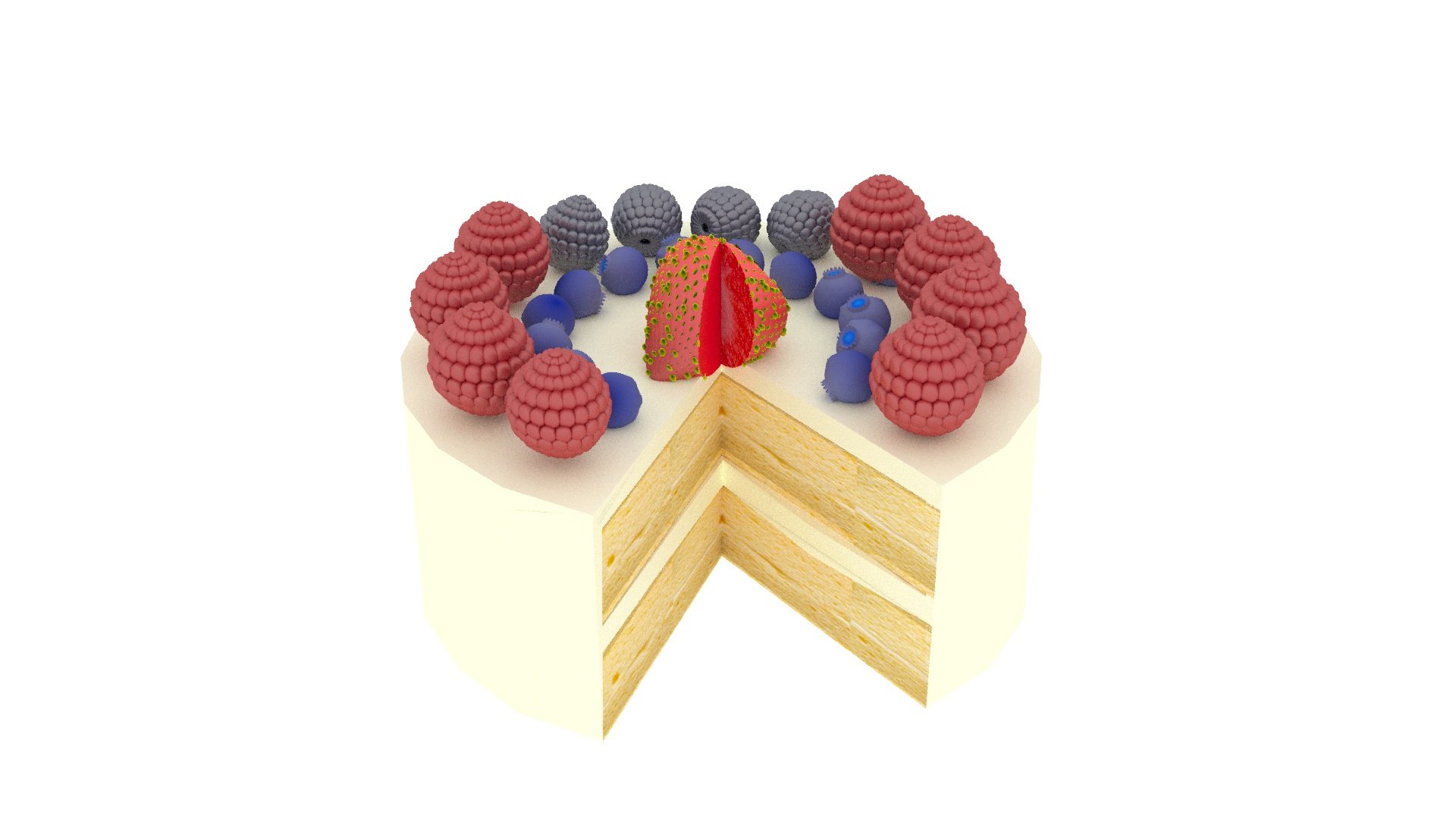 3D Cake Berries Model - TurboSquid 1632756