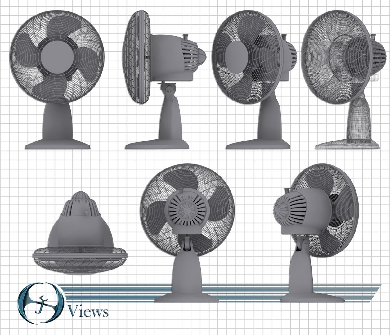 Table Fan Animation 3d Model