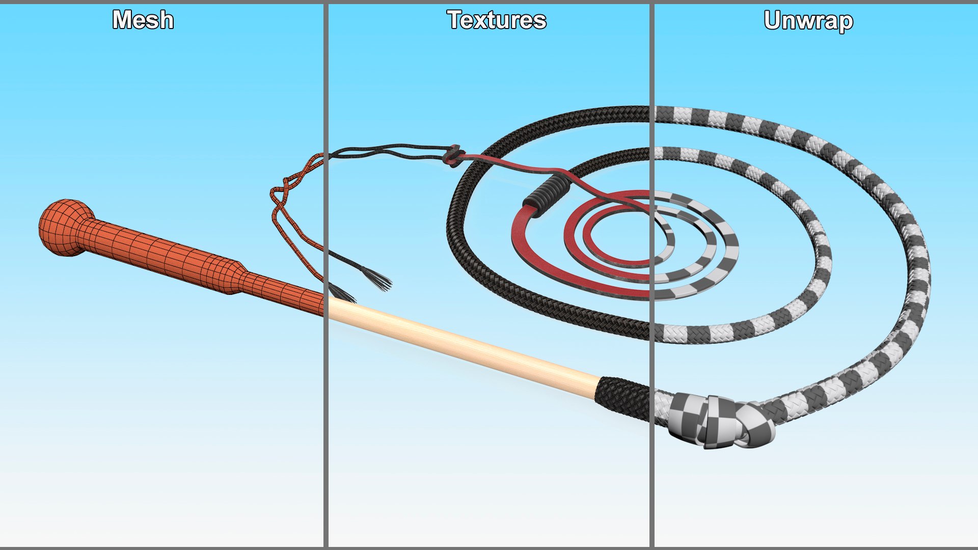 Historical Leather Whip Coiled Black Model - TurboSquid 2211490