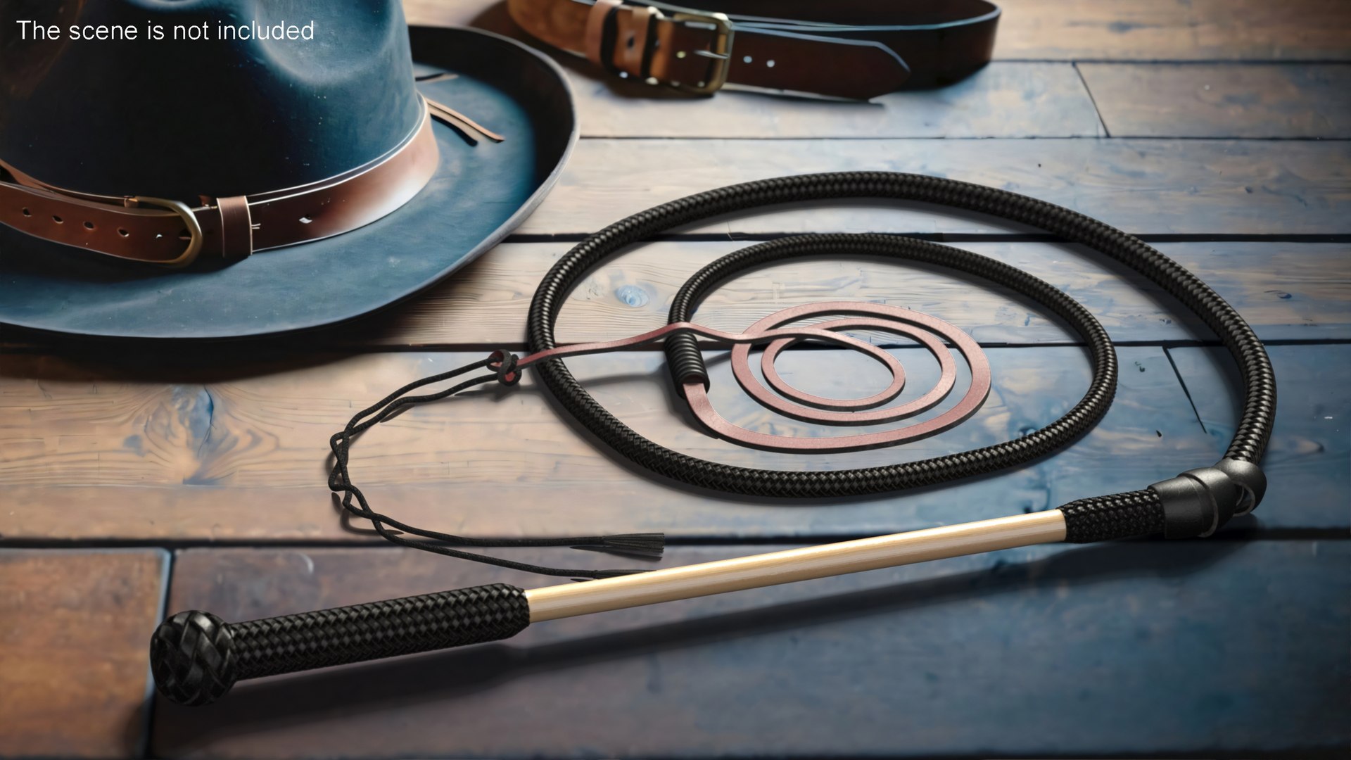 Historical Leather Whip Coiled Black Model - TurboSquid 2211490